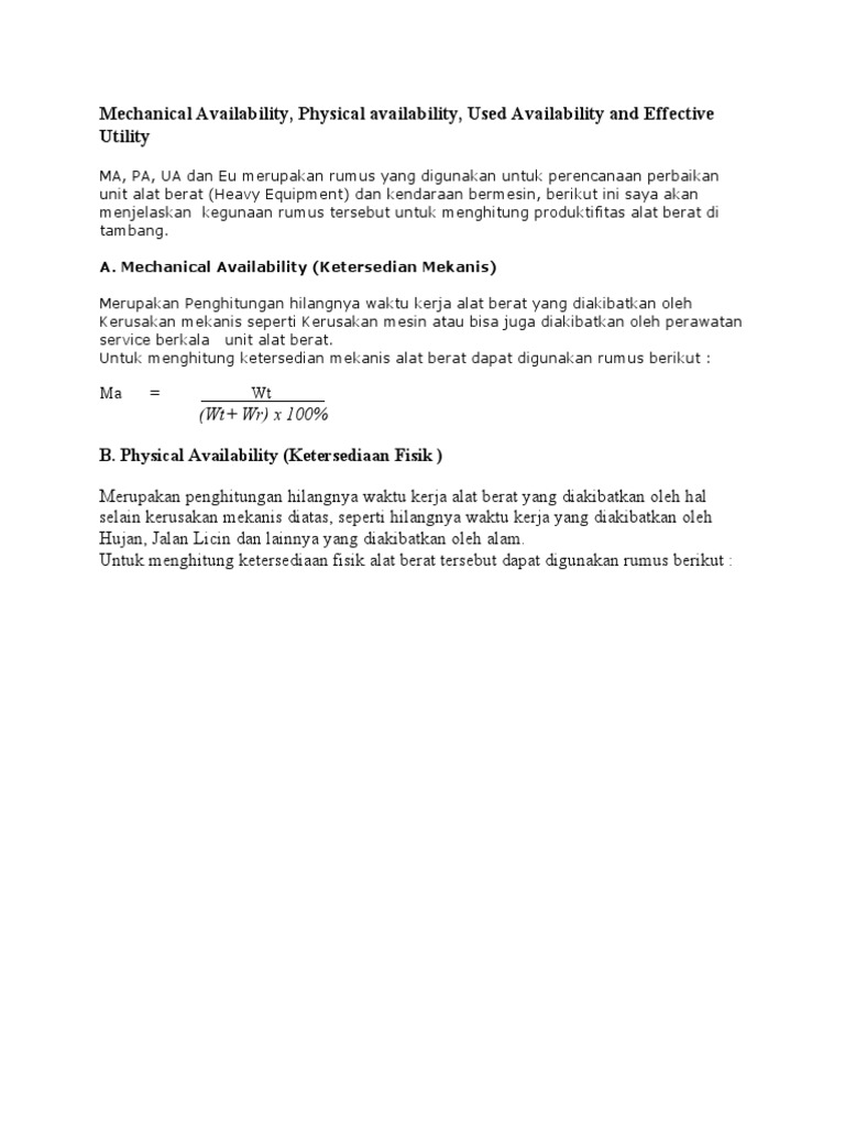 Mechanical Availability ZZ | PDF | Sains & Matematika