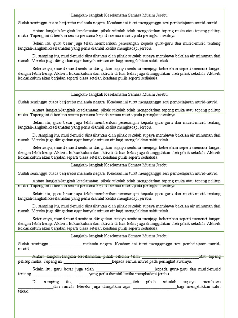 Karangan Langkah2 Keselamatan Semasa Musim Jerebu | PDF