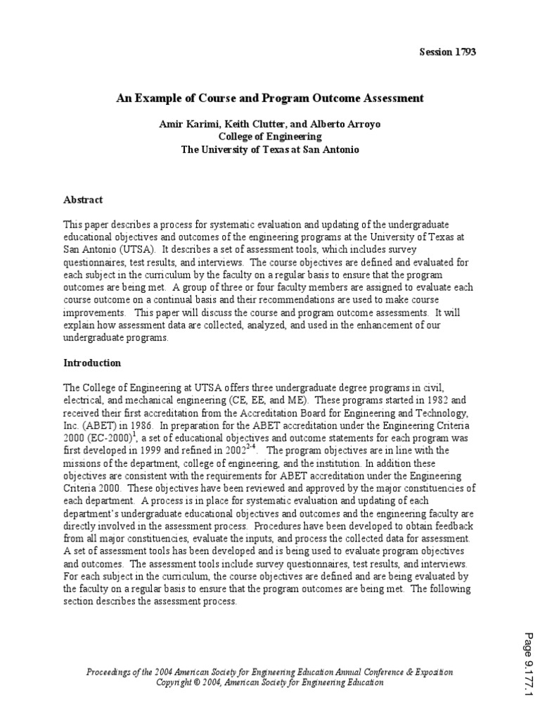 An Example of Course and Program Outcome Assessment | PDF | Engineering ...