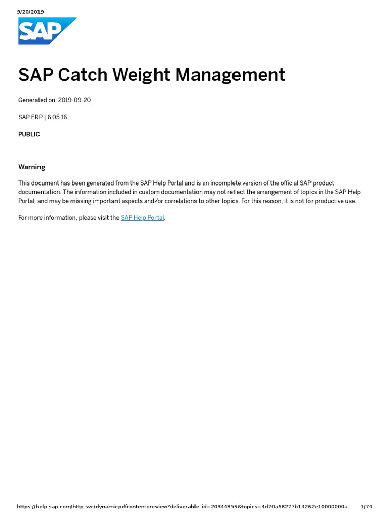 SAP Catch Weight Management: Warning | PDF | Valuation (Finance ...