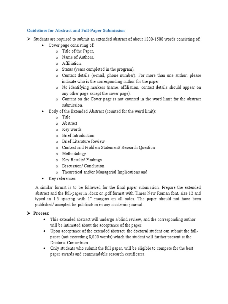 Submission Guidelines for Abstracts and Papers | PDF | Career & Growth