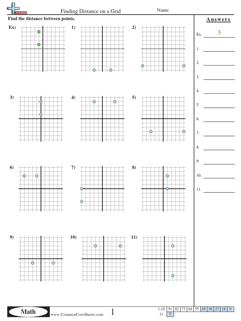 Finding Distance On A Grid: Find The Distance Between Points | PDF
