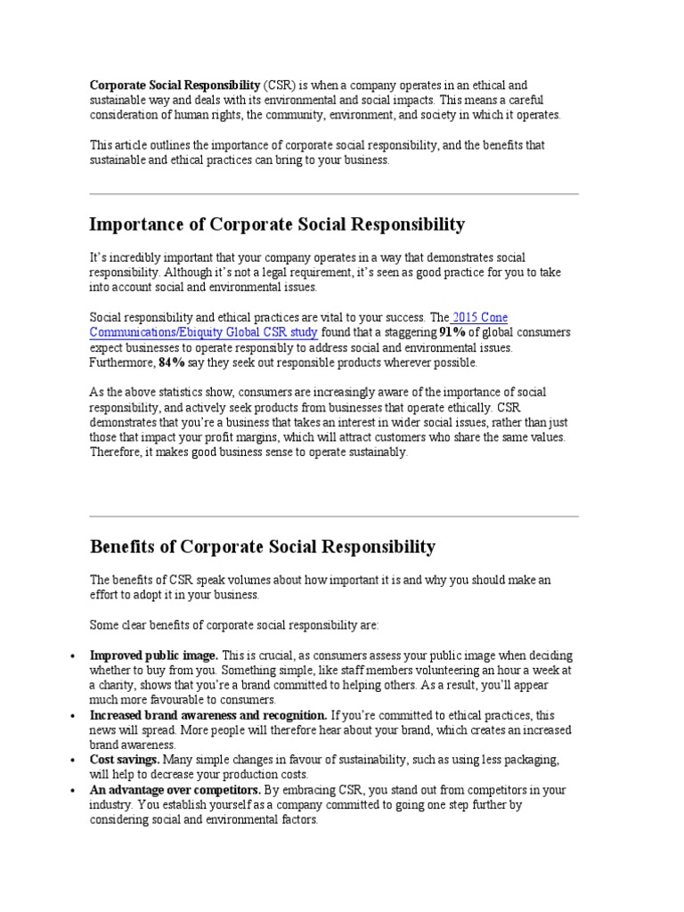 Corporate Social Responsibility | PDF | Corporate Social Responsibility ...
