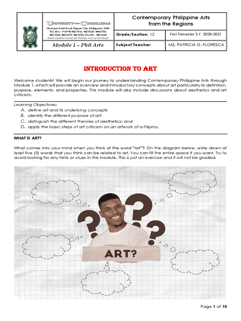 Module 1 Introduction To Art | PDF | Aesthetics | Composition (Visual Arts)