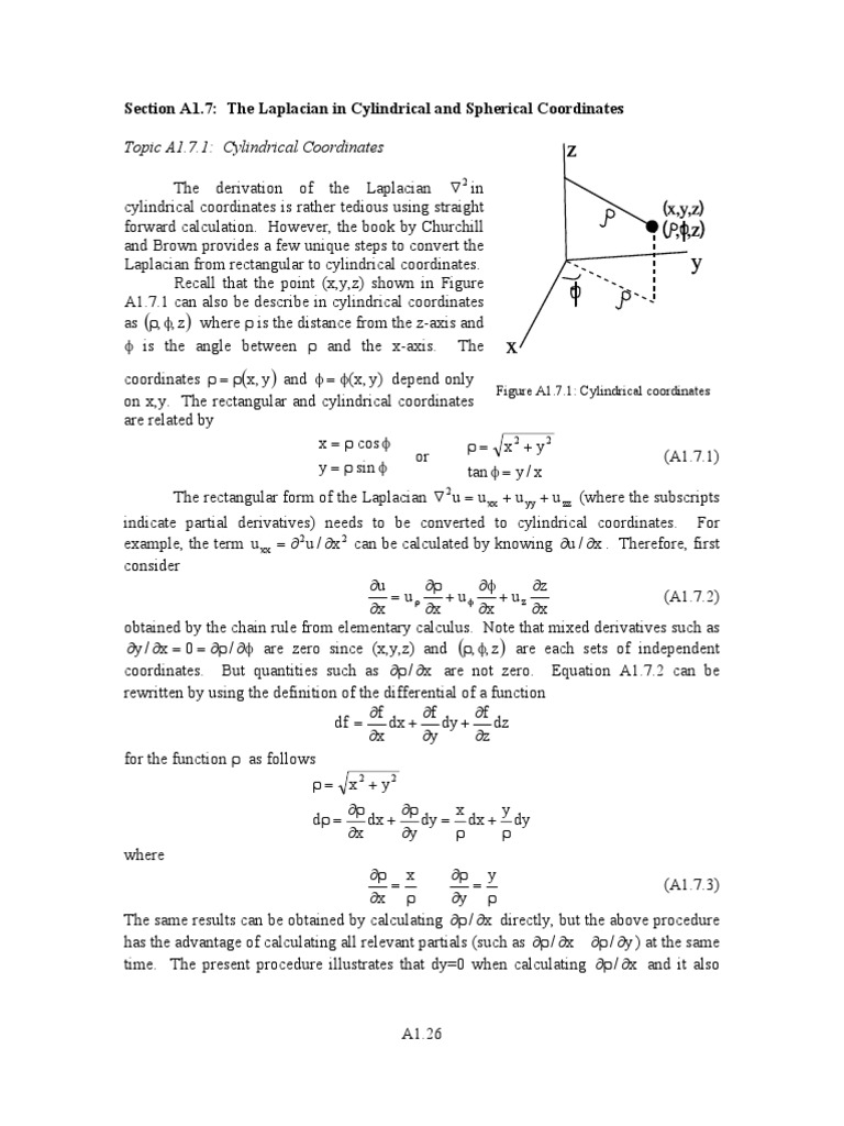 Section A1.7: The Laplacian in Cylindrical and Spherical Coordinates | PDF