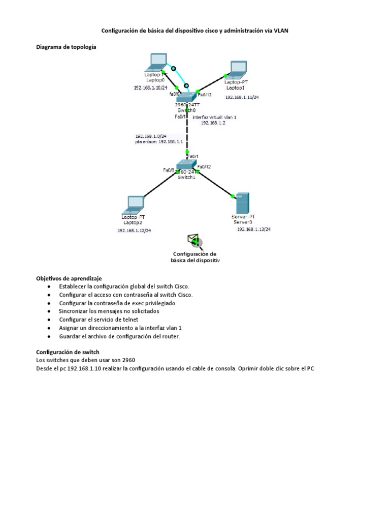 Configuración de Básica Del Dispositivo Cisco y Administración Vía VLAN ...