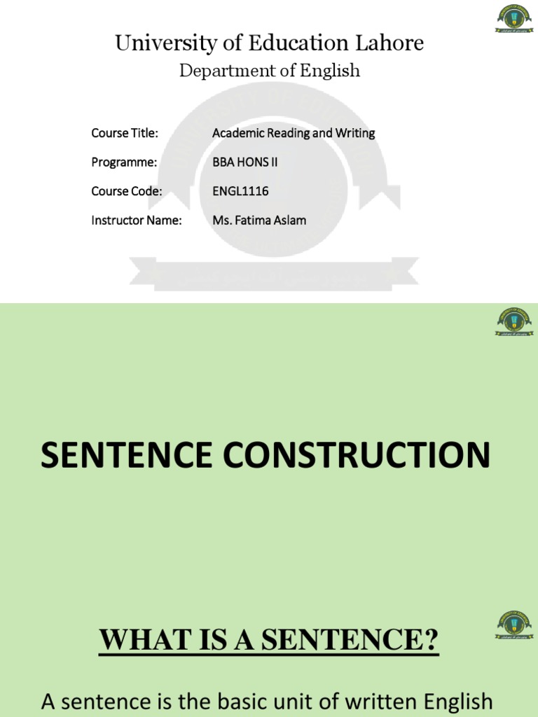 Sentence Construction Fundamentals | PDF | Clause | Subject (Grammar)