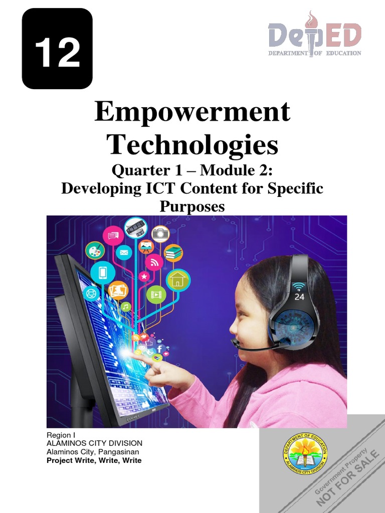 Empowerment Technologies: Quarter 1 - Module 2: Developing ICT Content For Specific Purposes ...