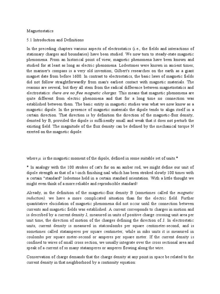 Magnetostatics Bahan | PDF | Magnetic Field | Electrostatics