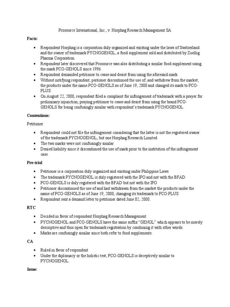 Prosource International | PDF | Trademark | Monopoly (Economics)