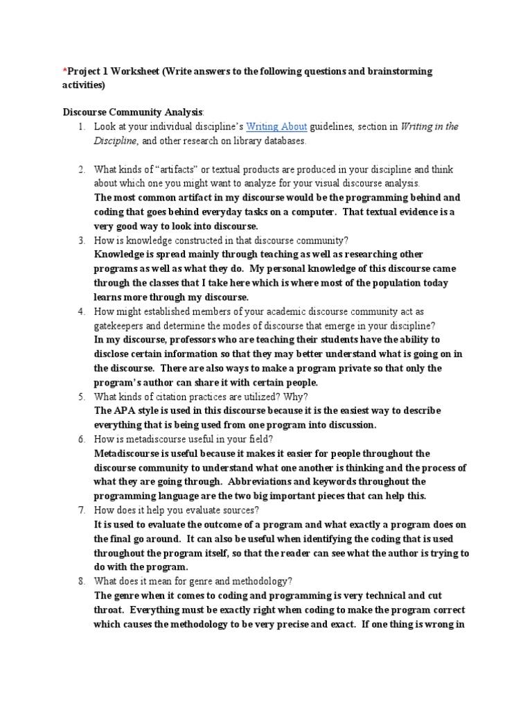 Discourse Analysis Worksheet | PDF | Reserved Word | Computer Programming