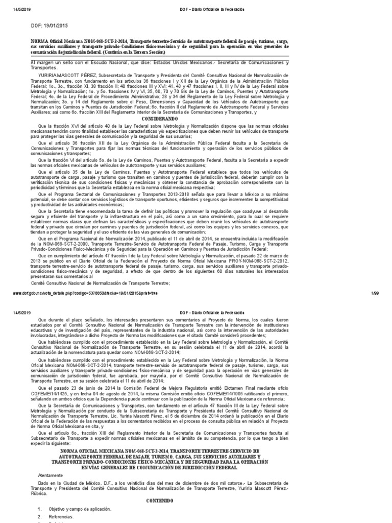 Nom 068 SCT 2 2014 | PDF | Eje | Direccion