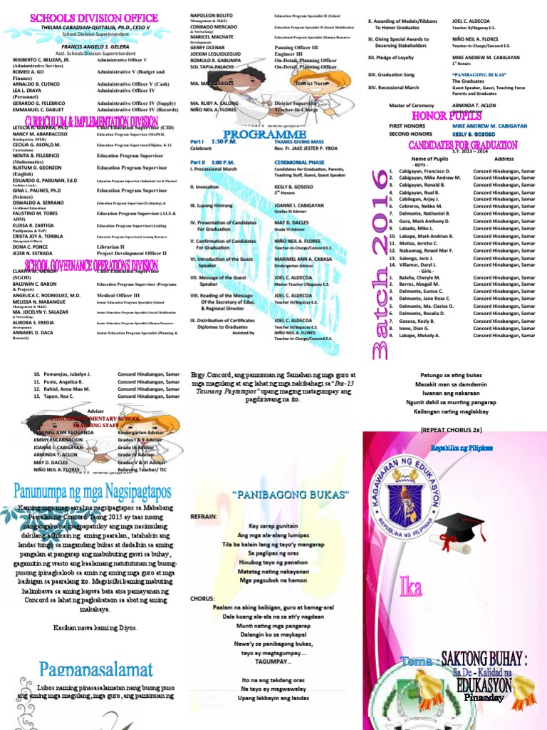 3 Fold Pink Graduation Program | PDF | Behavior Modification | Learning