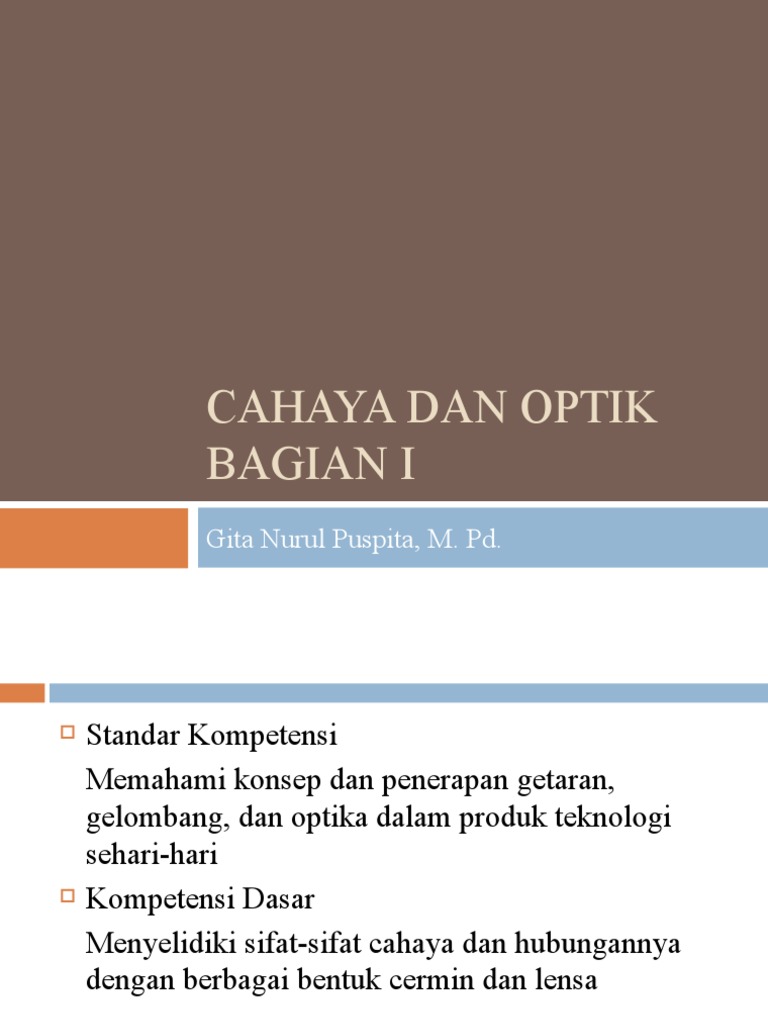 Konsep Cahaya dan Optik | PDF | Metode & Bahan Ajar | Griya & Taman