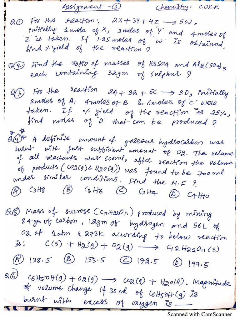 Assignment 3 Mole Concept | PDF