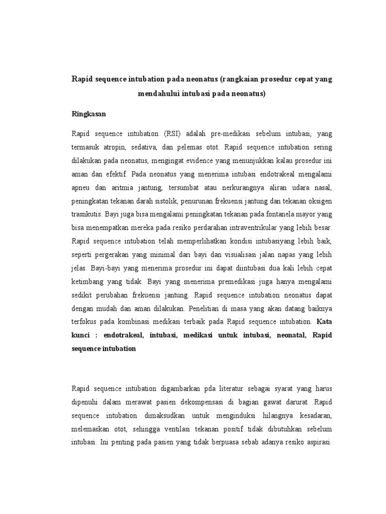 Intubasi Neonatus | PDF