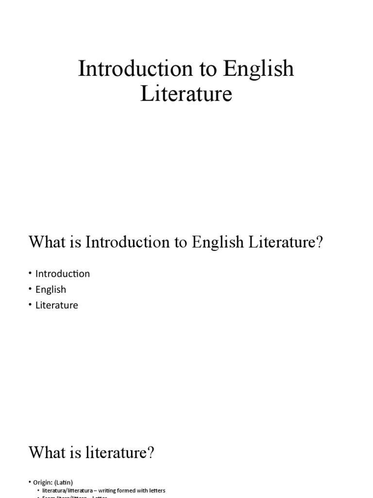 Introduction To English Literature | PDF | Writing | Poetry