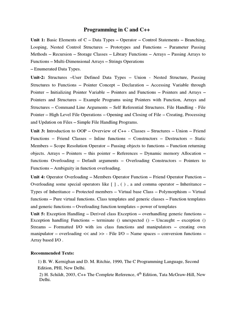 Programming In C And C Pdf Subroutine Pointer Computer Programming