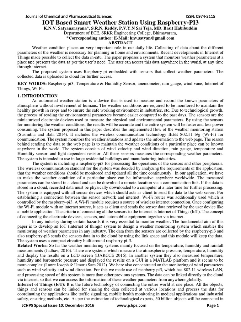 Research Paper Based On Weather Monitoring System Based in Raspberry Pi ...