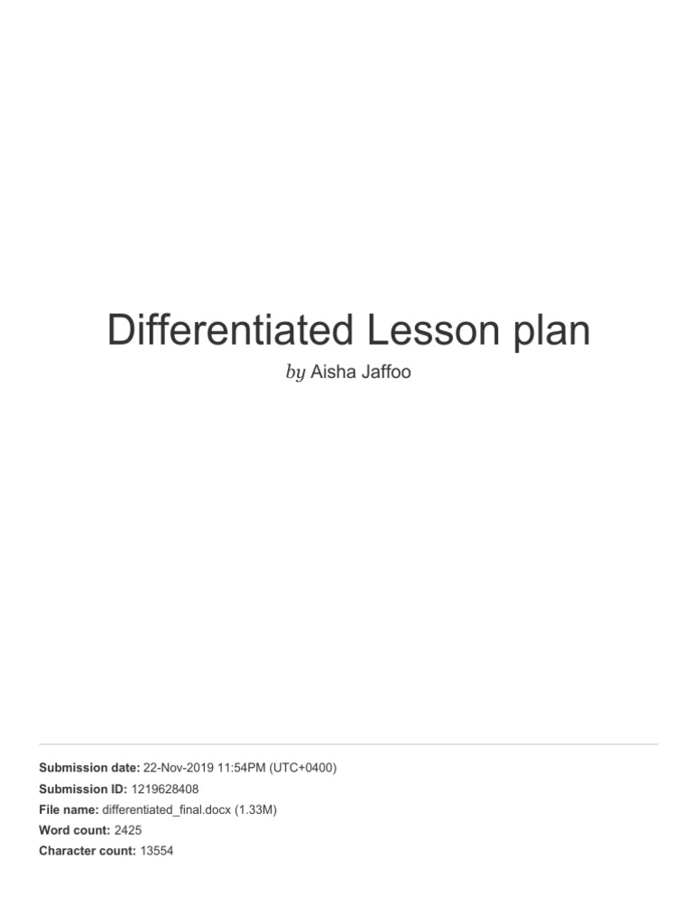 Differentiated Lesson Plan | PDF