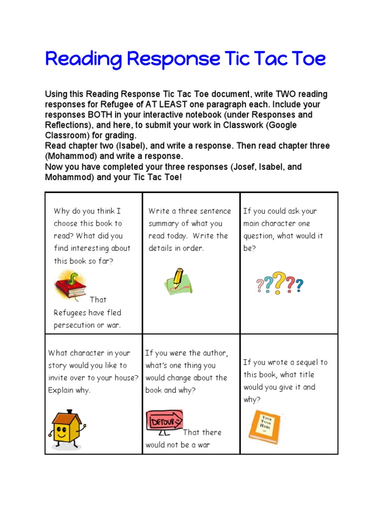 Vanessa Flores Flores - Refugee Reading Response 2 Tic Tac Toe | PDF ...