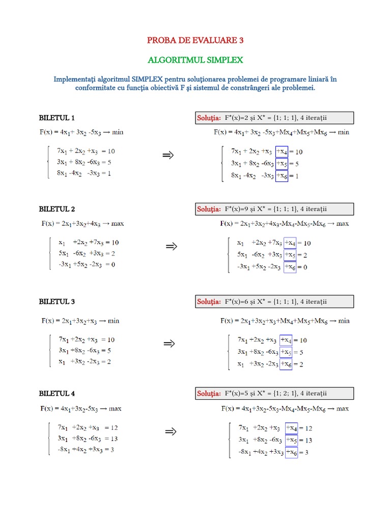 Evaluare 3 - SIMPLEX | PDF