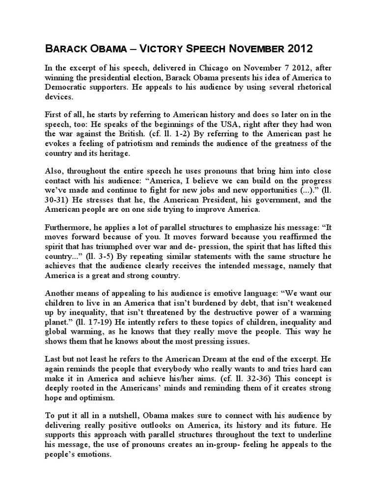 BARACK OBAMA Speech Analysis | PDF | Barack Obama | The United States