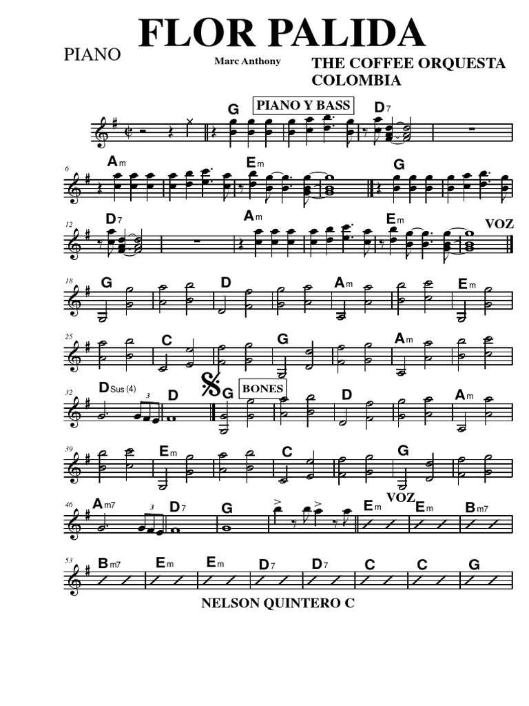 Flor Palida NQC - Piano The Coffee PDF | PDF