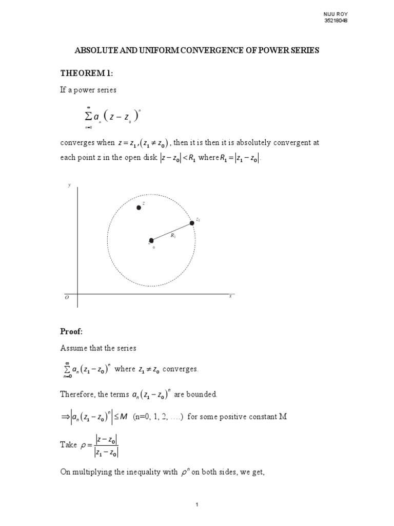 Absolute and Uniform Convergence of Power Series PDF | PDF | Power ...