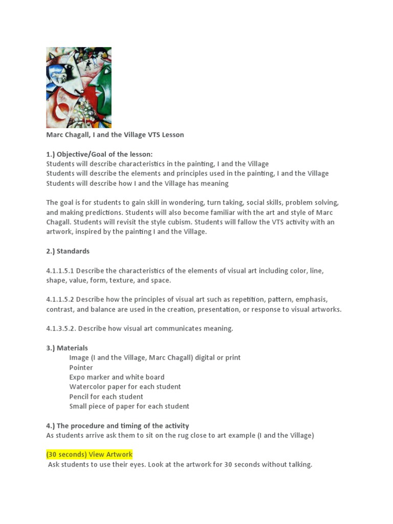 Vts Lesson - Marc Chagall 1 | PDF | Paintings | Cubism