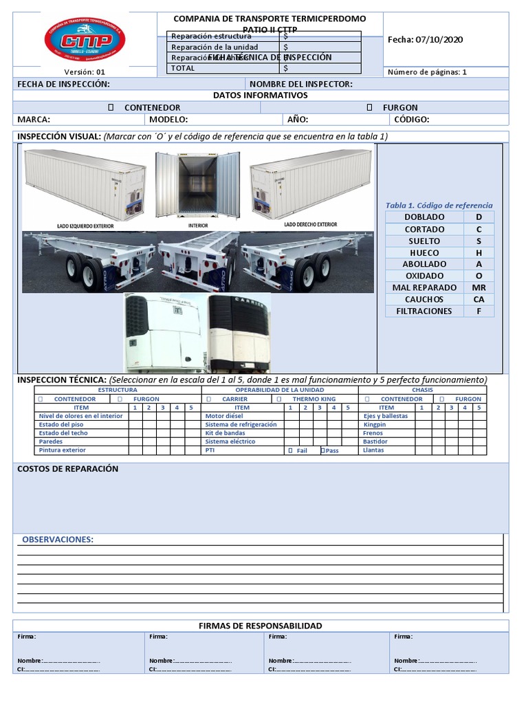 Check List Contenedores | PDF | Vehículos terrestres | Estilos de ...