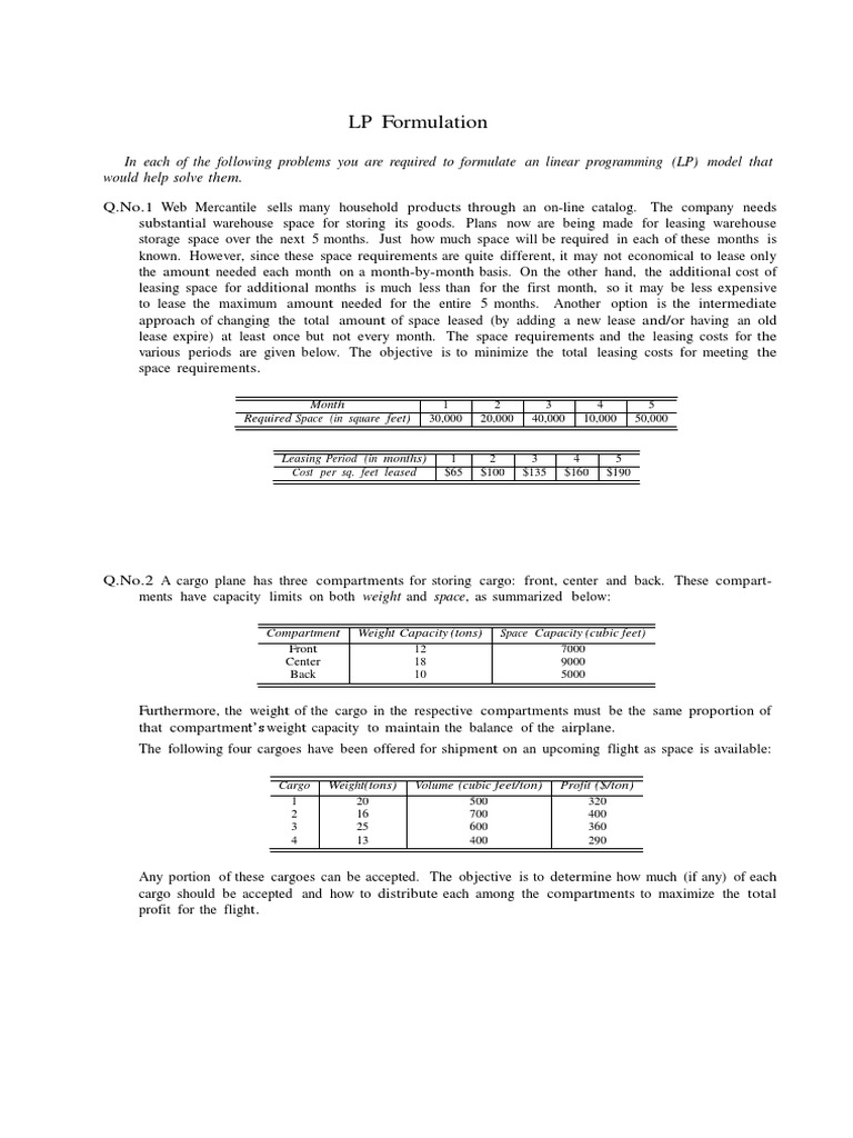 LP Practice Problems PDF | PDF | Cargo | Ton