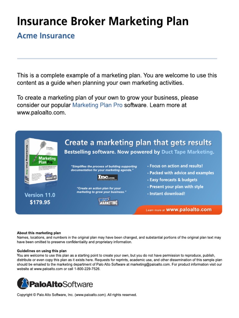 Insurance Agency Marketing Plan | PDF | Insurance | Pricing