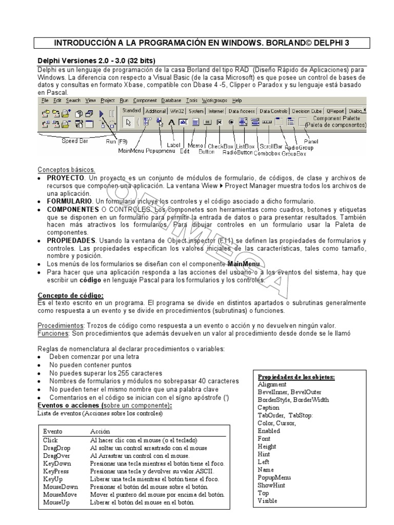DELPHI | PDF | Ingeniería Informática | Informática