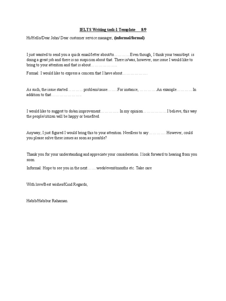 IELTS Writing Task-1 Template 8/9 | PDF