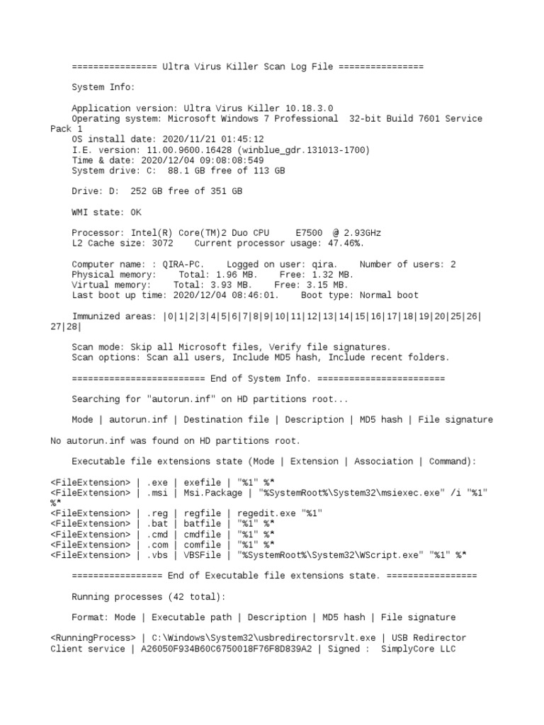 Ultra Virus Killer Log | PDF | Computer Virus | Device Driver