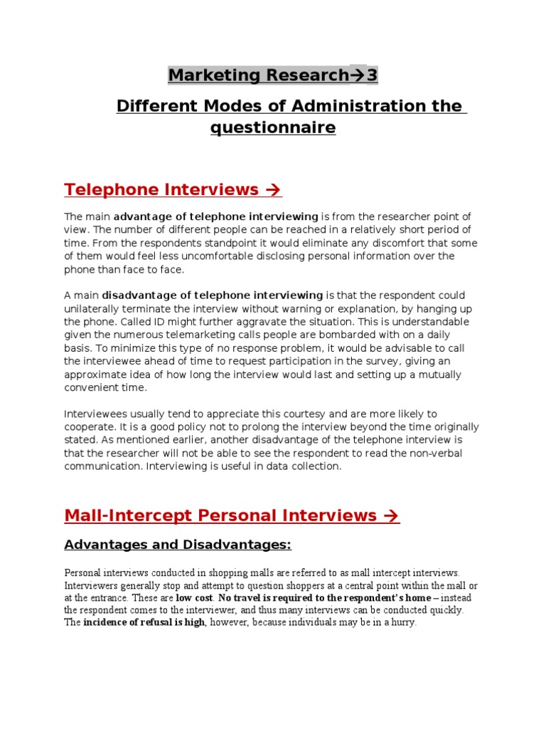 Modes of Administration of Questionnaire | Questionnaire