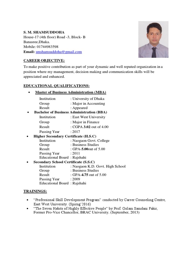S. M. Shamsuddoha - CV | PDF | Learning | Cognition