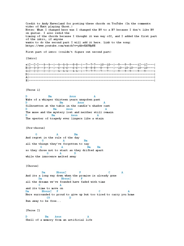 Ghost Chord Progression and Lyrics | PDF | Song Structure | Songs