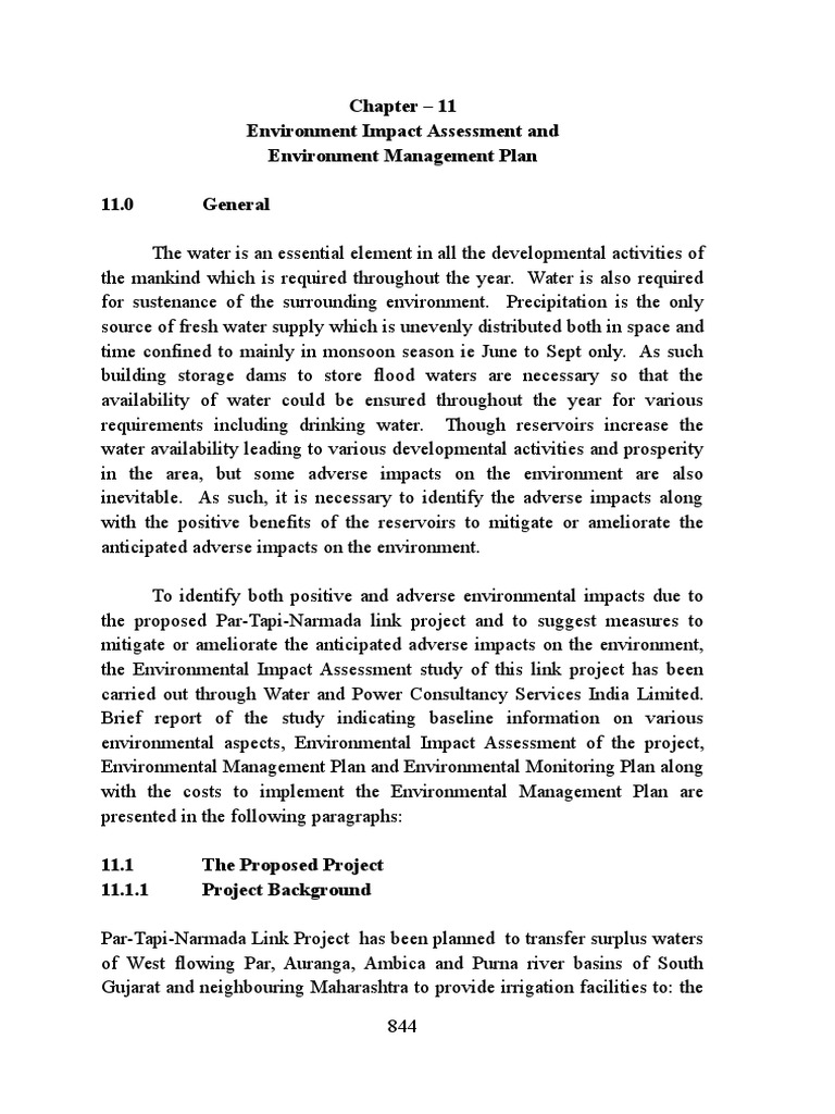 Par-Tapi-Narmada Link Project EIA PDF | PDF | Environmental Impact ...