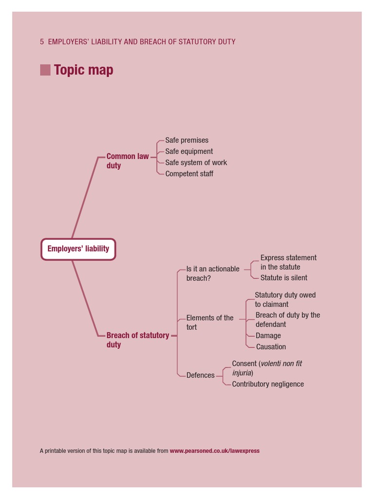 Topic Map: 5 Employers' Liability and Breach of Statutory Duty | PDF