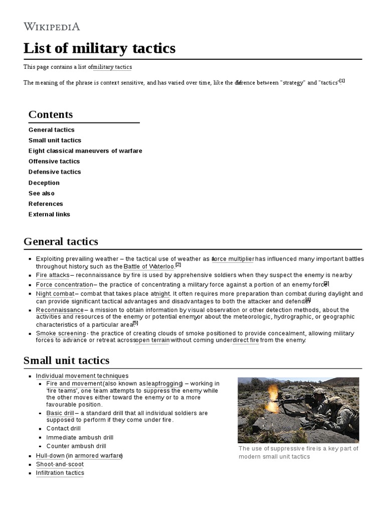 List of Military Tactics | PDF | Flanking Maneuver | Military Tactics