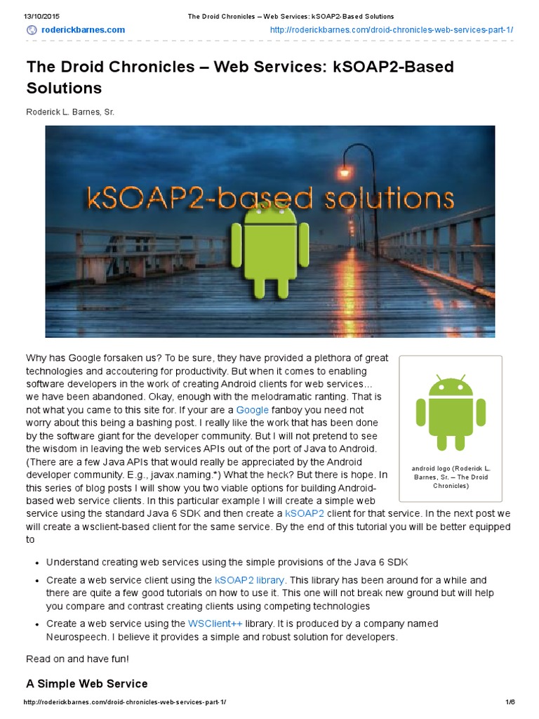 The Droid Chronicles - Web Services - kSOAP2-Based Solutions | PDF | Android (Operating System ...