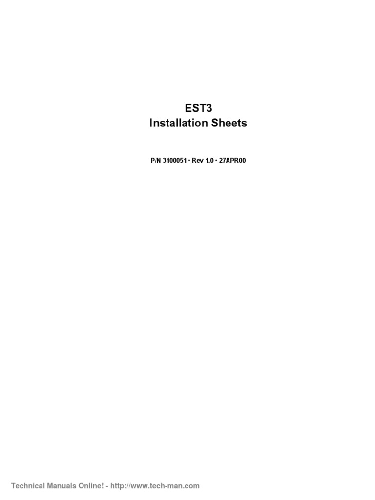 Installation Sheets - EST3 Fire Alarm System Components Includes Remote ...