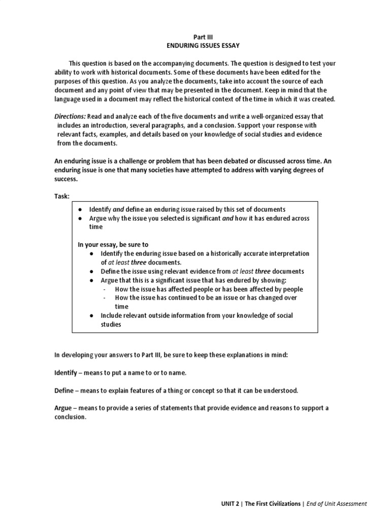 Early River Valley Enduring Issues | PDF | Essays | Nile
