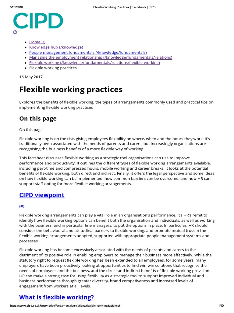 Flexible Working Practices - Factsheets - CIPD | PDF | Telecommuting ...