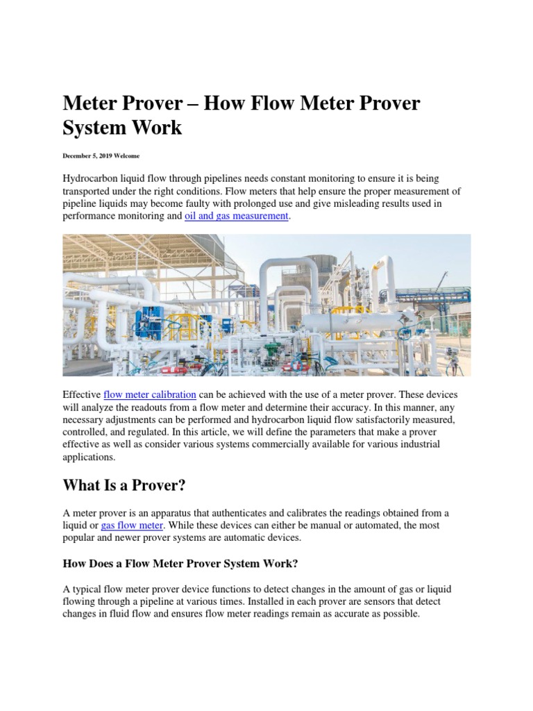 Meter Prover - How Flow Meter Prover System Work: What Is A Prover ...