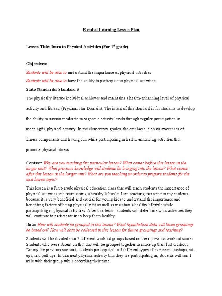 Blended Learning Lesson Plan | PDF | Multimedia | Physical Fitness