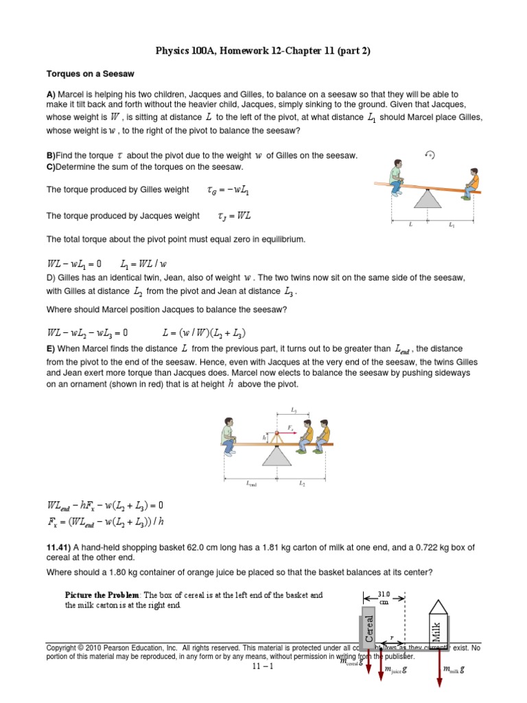 Physics 100A, Homework 12-Chapter 11 (Part 2) : M G M G | PDF ...