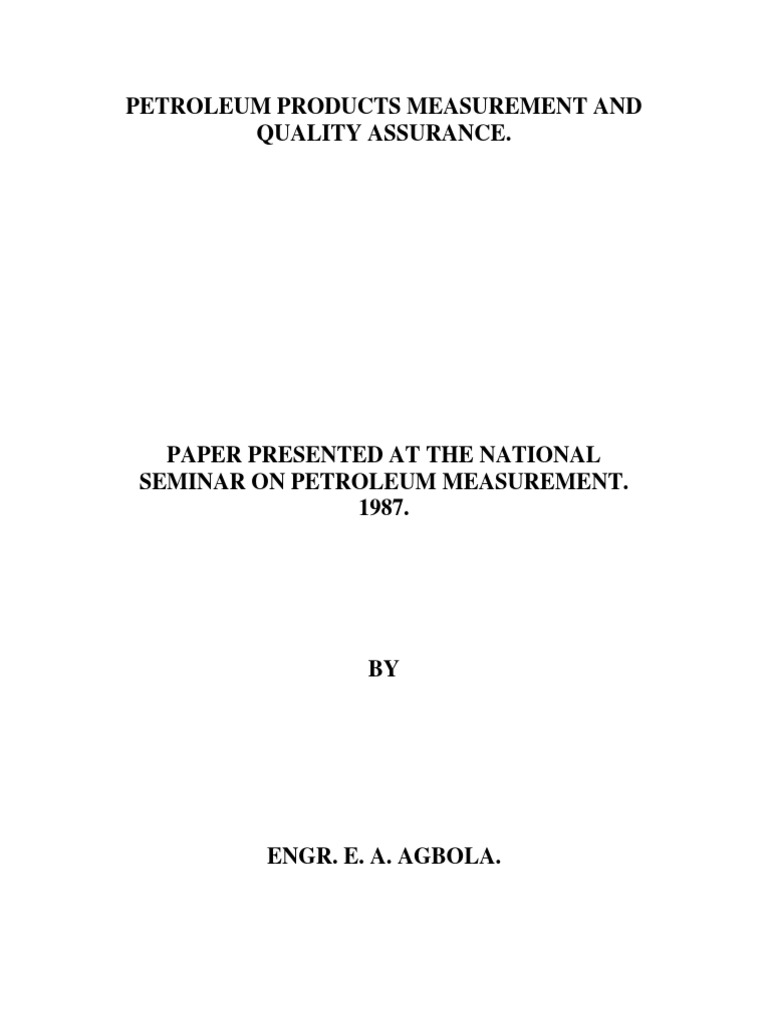 Petroleum Products Measurement and Quality Assurance | PDF | Oil ...